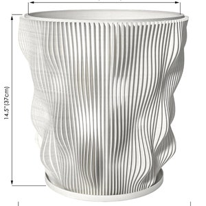Planter Pot With Drainage, Snow White Wave Design for Small and Large ...