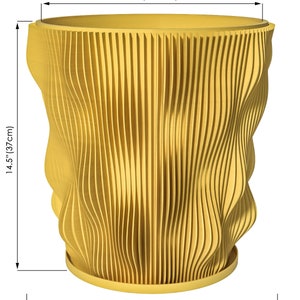 Planter Pot With Drainage, Lemon Yellow Wave Design for Small and Large ...
