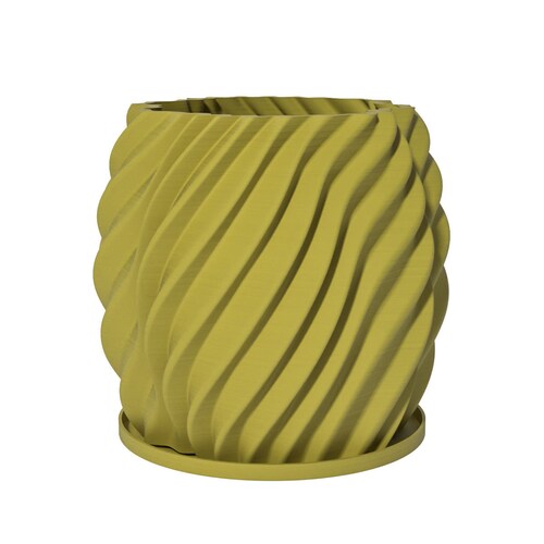 Planter Pot With Drainage Lemon Yellow Wave Design for Small - Etsy