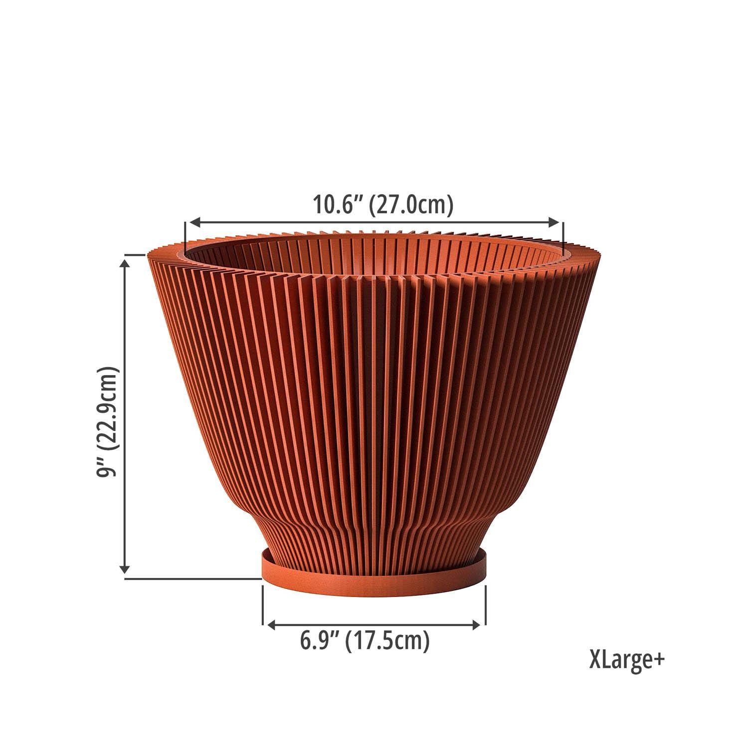 Terracotta Orange Dawn Design Planter Pot With Drainage & Water Plate ...