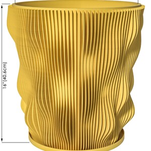 Planter Pot With Drainage, Lemon Yellow Wave Design for Small and Large ...