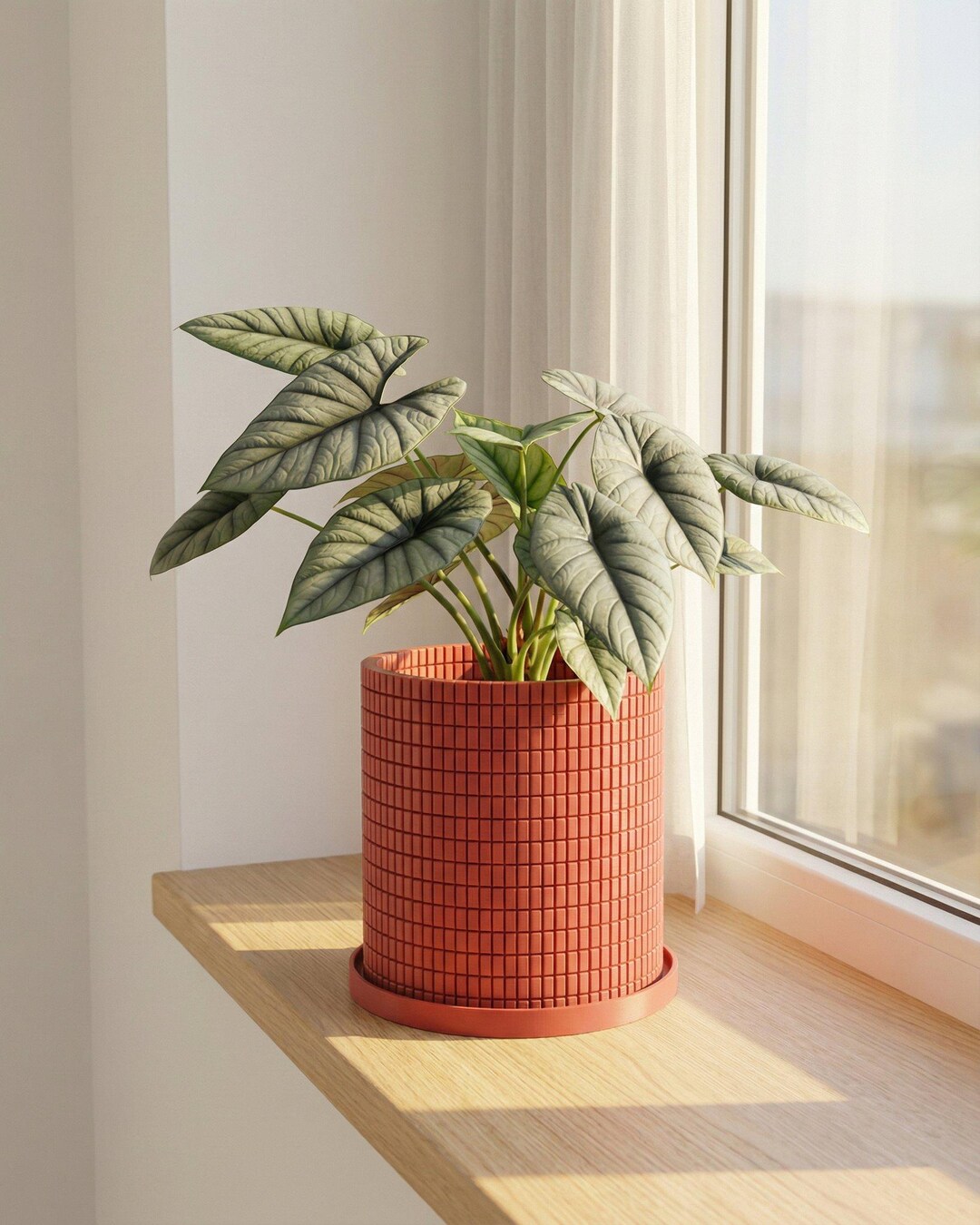 Lava Red Stack Design Planter Pot With Drainage & Water Plate - Etsy