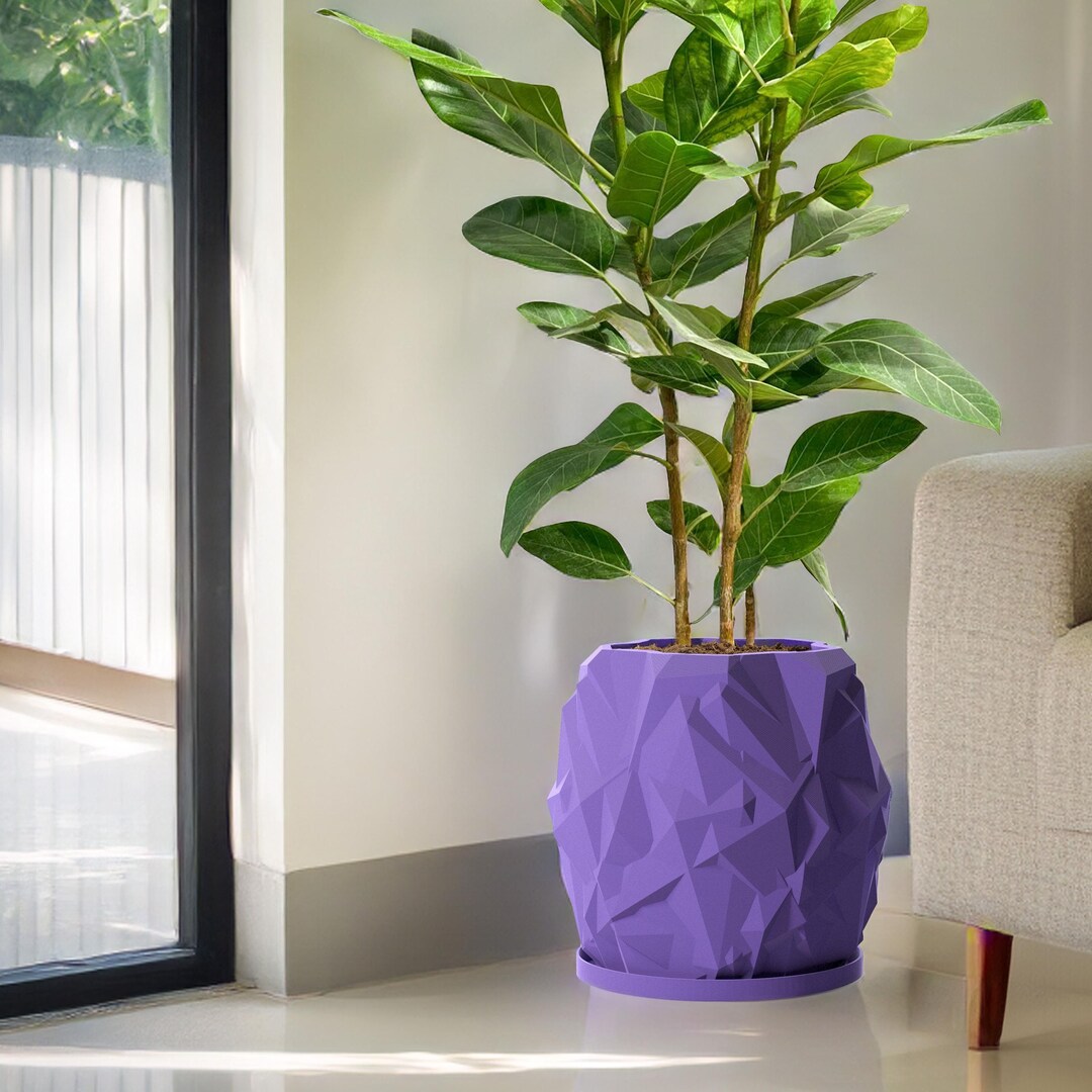 Planter Pot With Drainage, Lavender Boulder Design for Small and Large ...