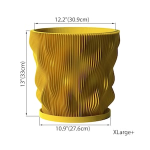 Planter Pot With Drainage, Lemon Yellow Wave Design for Small and Large ...