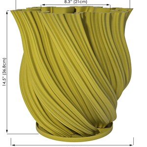 Planter Pot With Drainage, Pear Green Fractal Design for Small and ...
