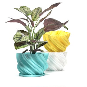 Planter Pot With Drainage Sky Blue Fractal Design for Small - Etsy Canada