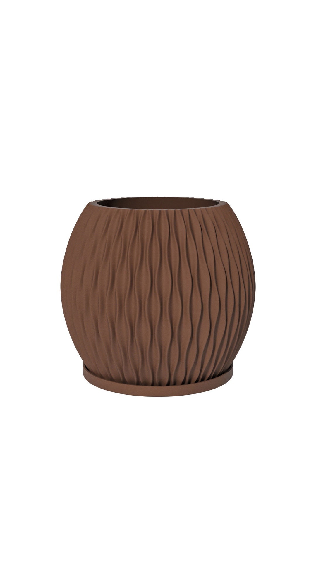 Planter Pot With Drainage, Nut Brown Mica Ball Design for Small and ...