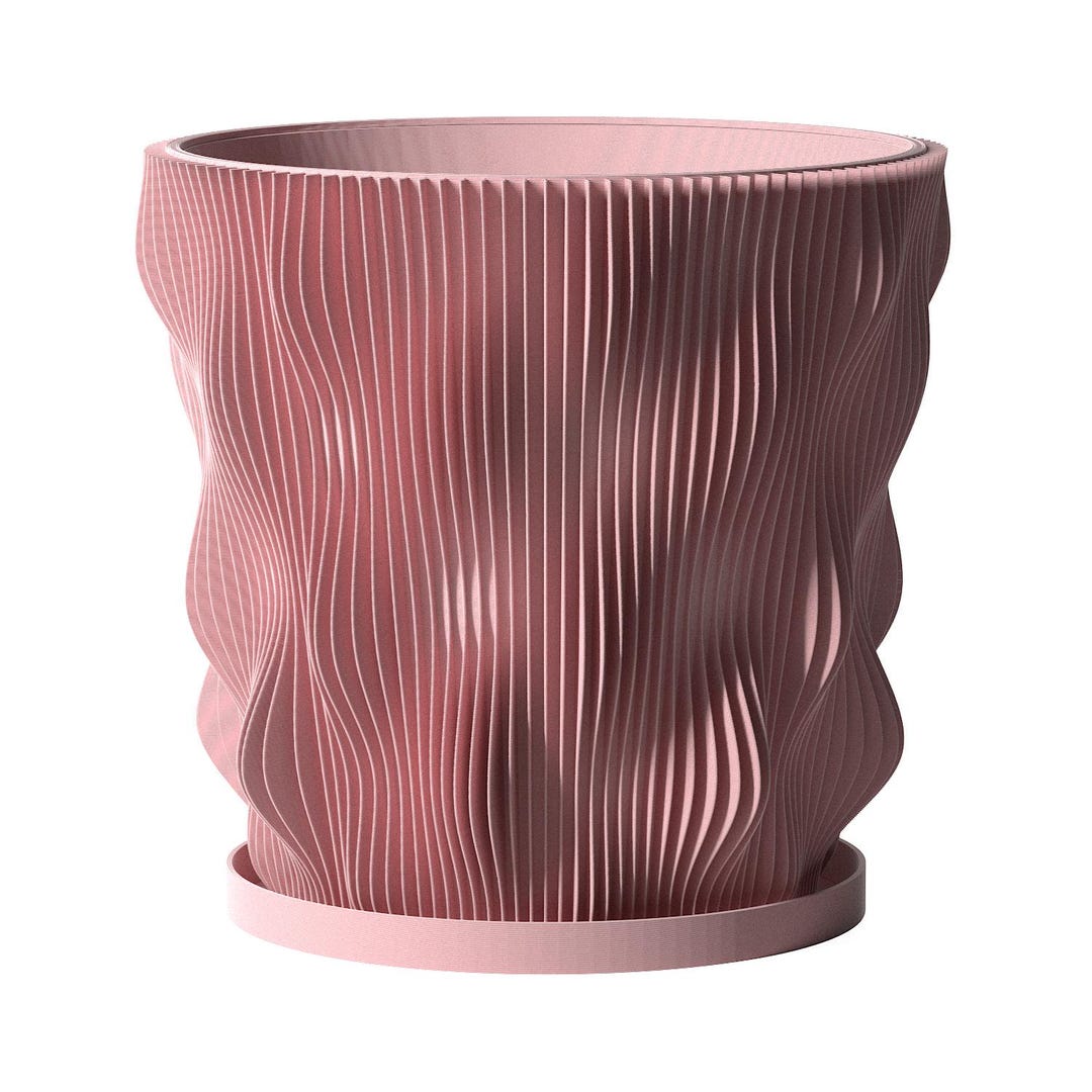 Planter Pot With Drainage, Candy Pink Wave Design for Small and Large ...