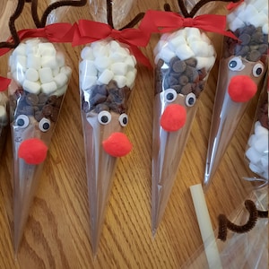 Reindeer Hot Cocoa Cone, Christmas Party Favor, Hot Chocolate Gift ...