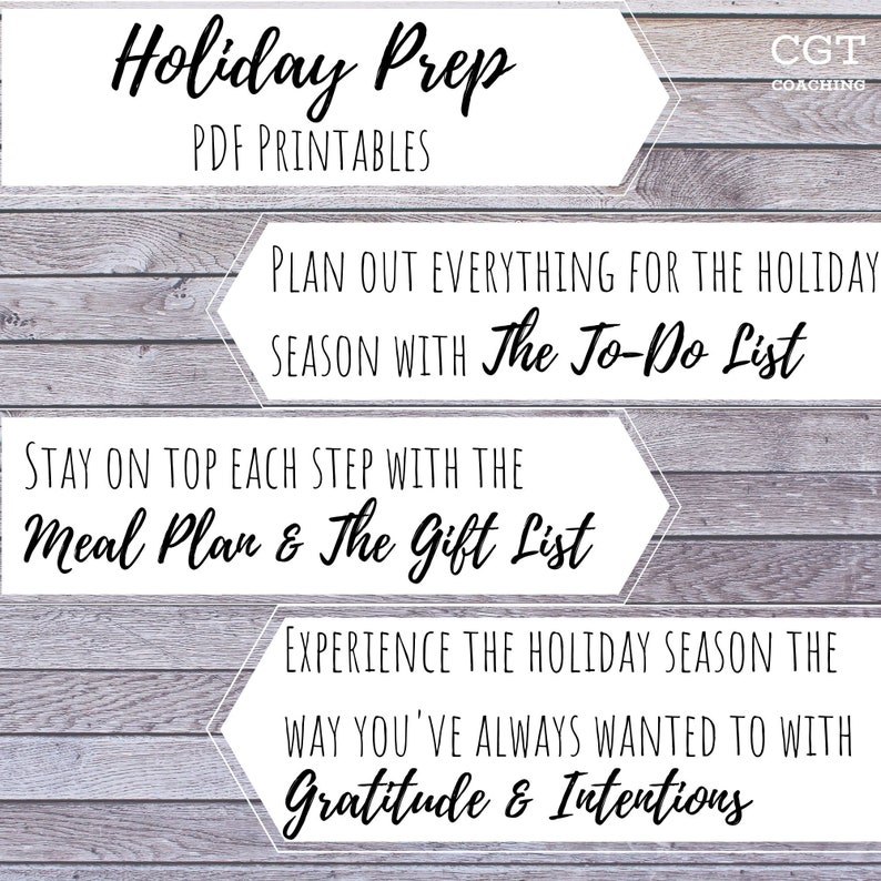 Holiday Prep PDF Printable Planners: to Do List, Meal Plan, Gift List ...