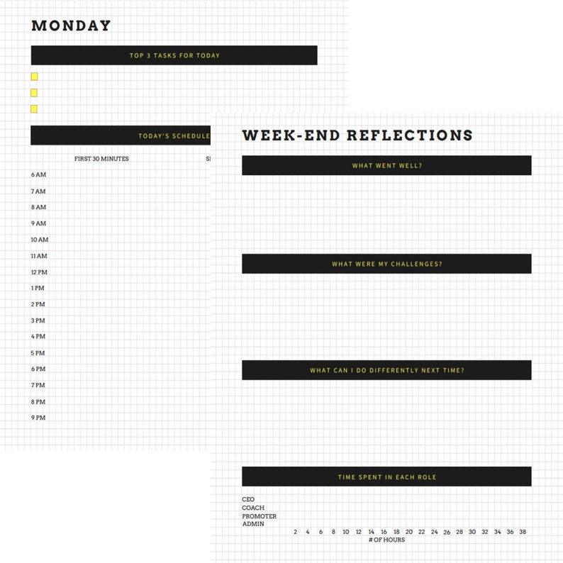 Productivity Planner Template for Coaches PDF Download Printable - Etsy