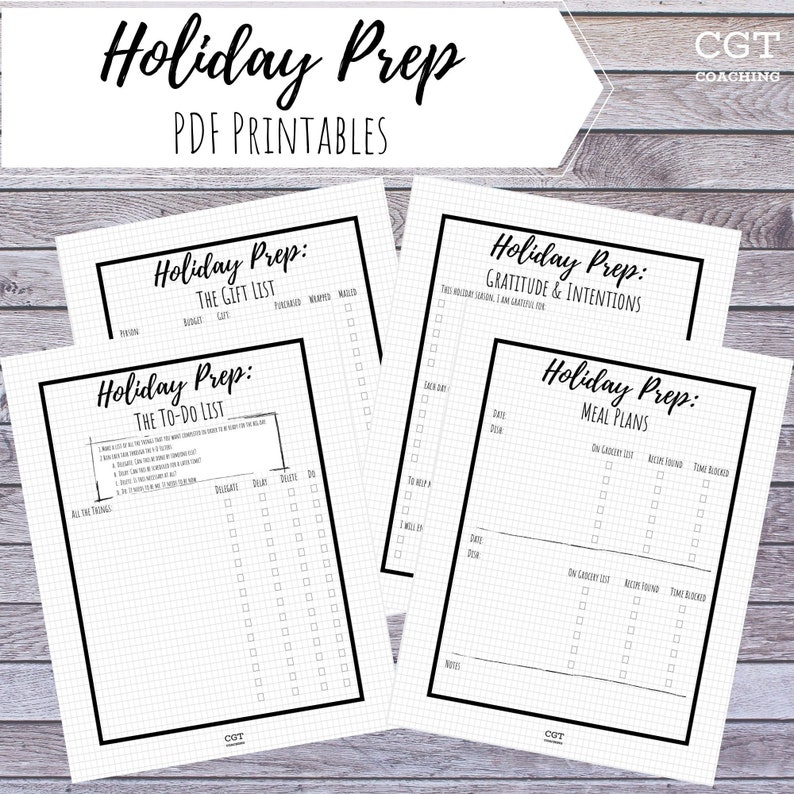 Holiday Prep PDF Printable Planners: to Do List, Meal Plan, Gift List ...
