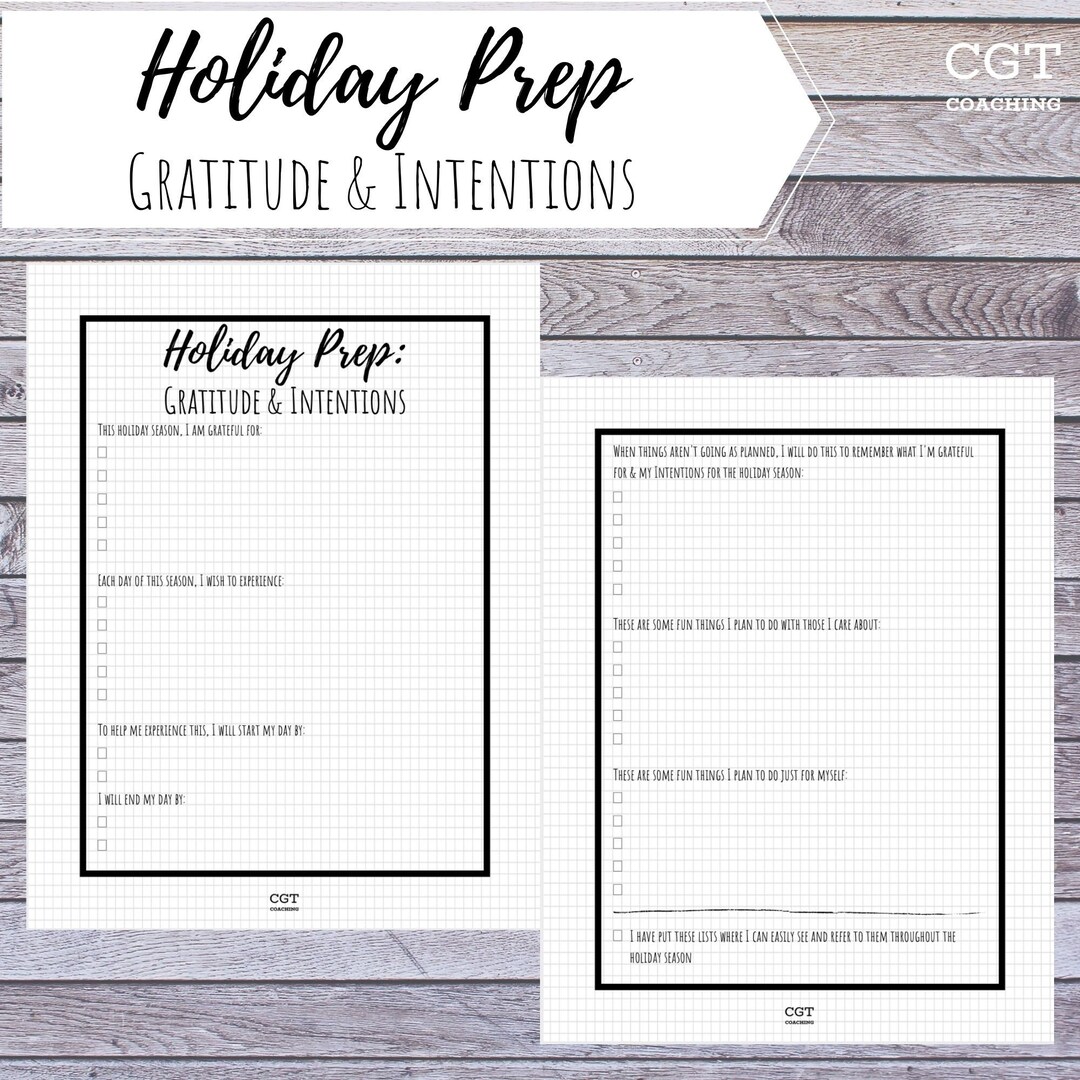 Holiday Prep PDF Printable Gratitude & Intentions Planner - Etsy