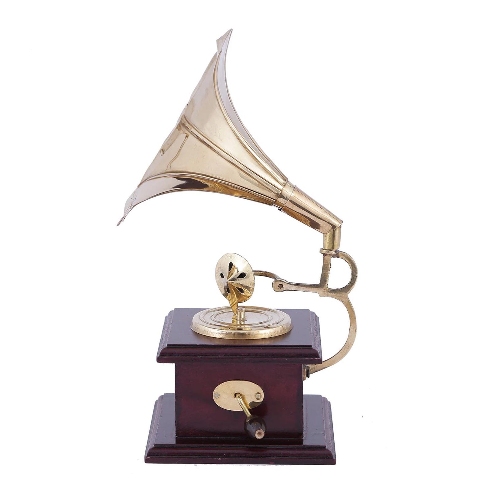 Mini Brass Gramophone Figurine – 10 Inch Vintage Phonophone Replica ...