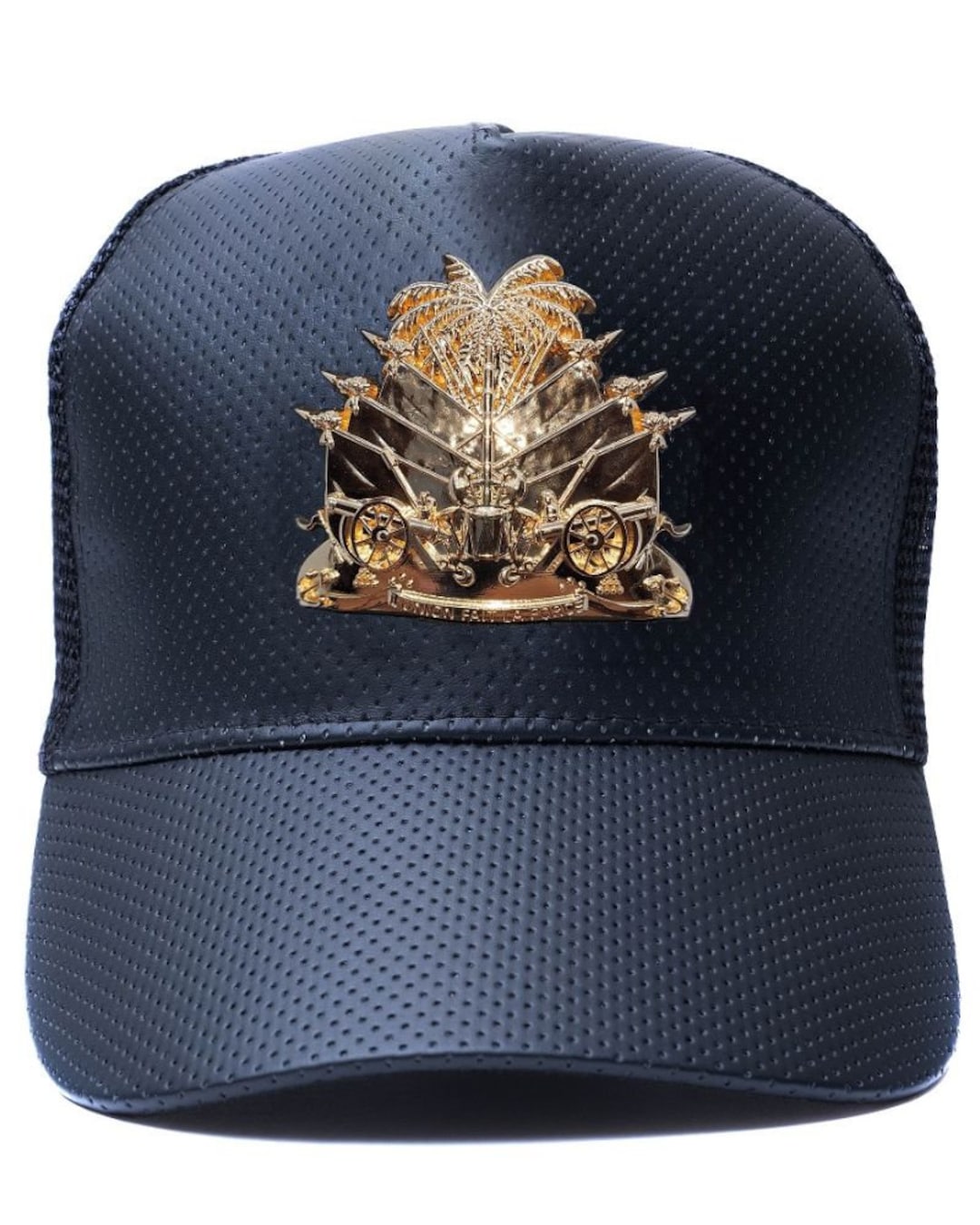 Haitian Hats, Haiti Gold Coat of Arms Hat, Haitian Shield Snapback ...