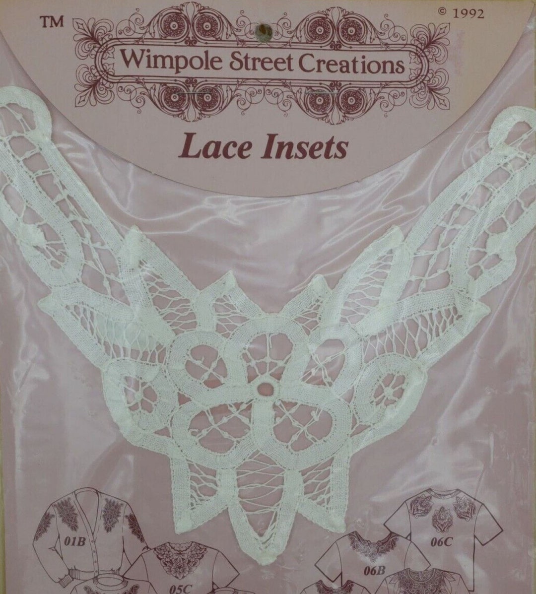 Vintage 1992 Wimpole Street Creations Lace Insets DIY Craft Lace Neck ...