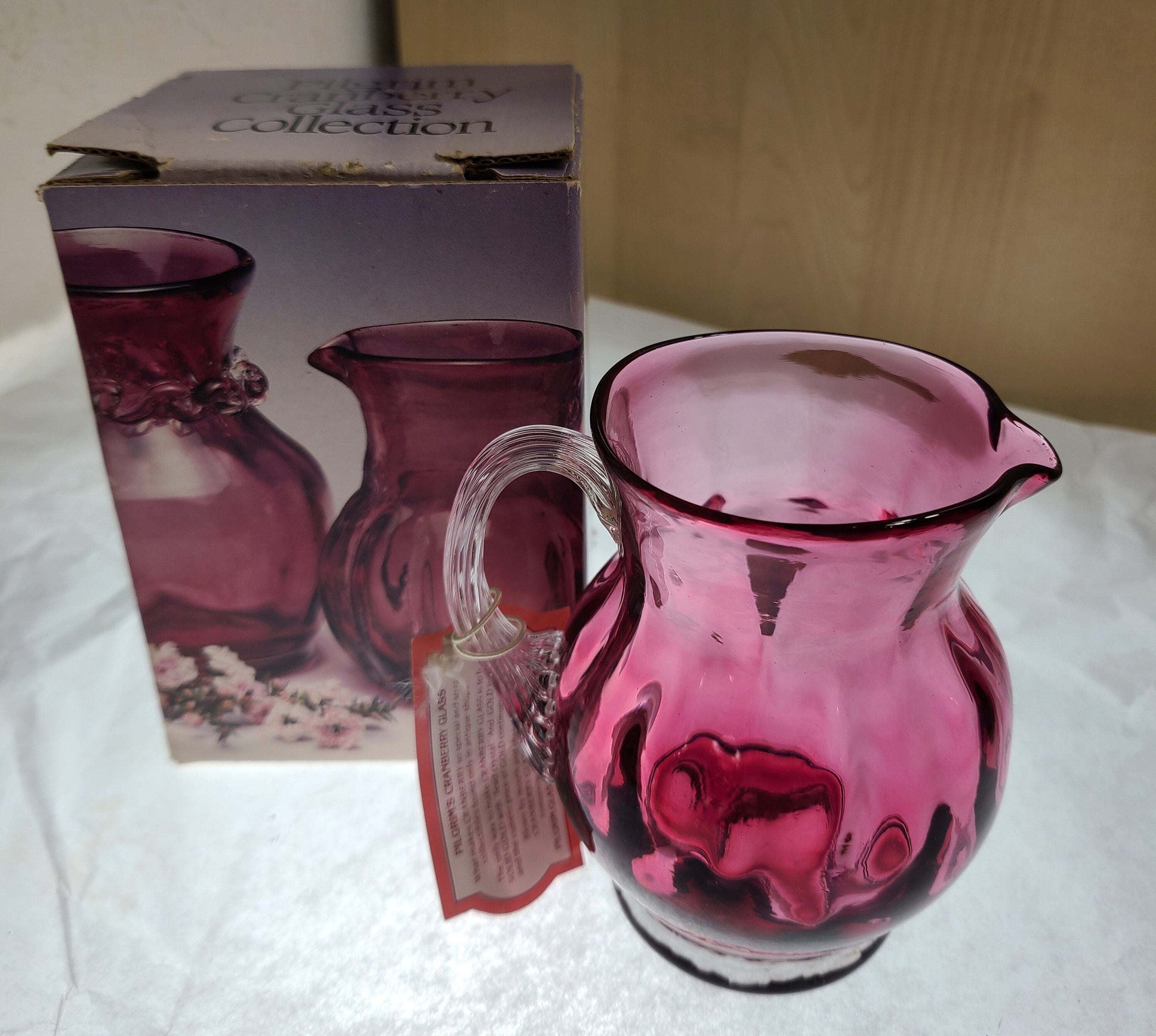 Pilgrim Cranberry Glass Collection Hand Blown Jamestown Small Pitcher 4 ...