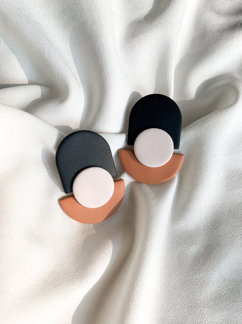 Bold Geometric Statement Studs Polymer Clay Earrings - Etsy