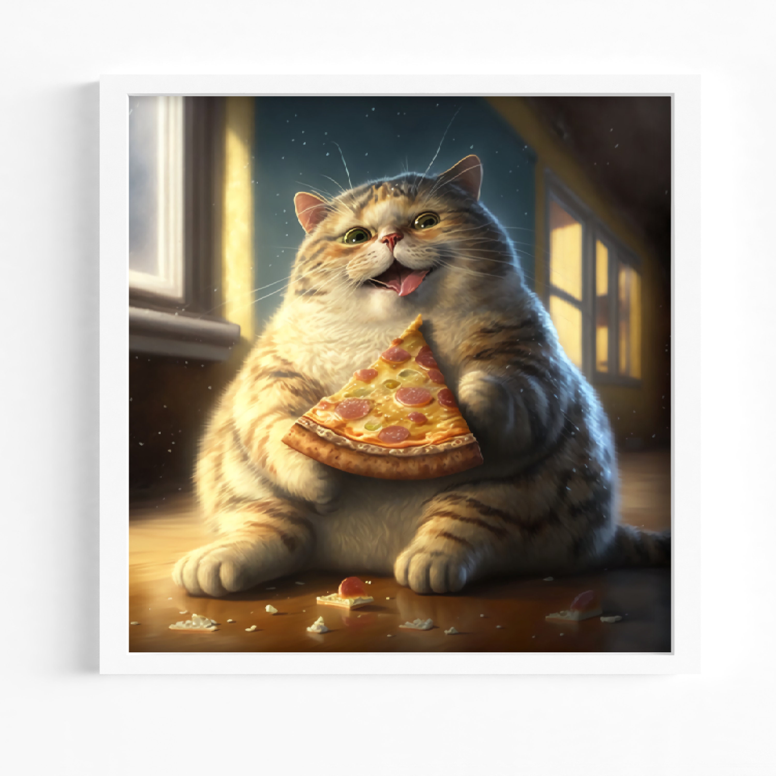 Digital Download Pack Happy Fat Cat Eating Pizza 3-PACK SET PRINTABLE ...