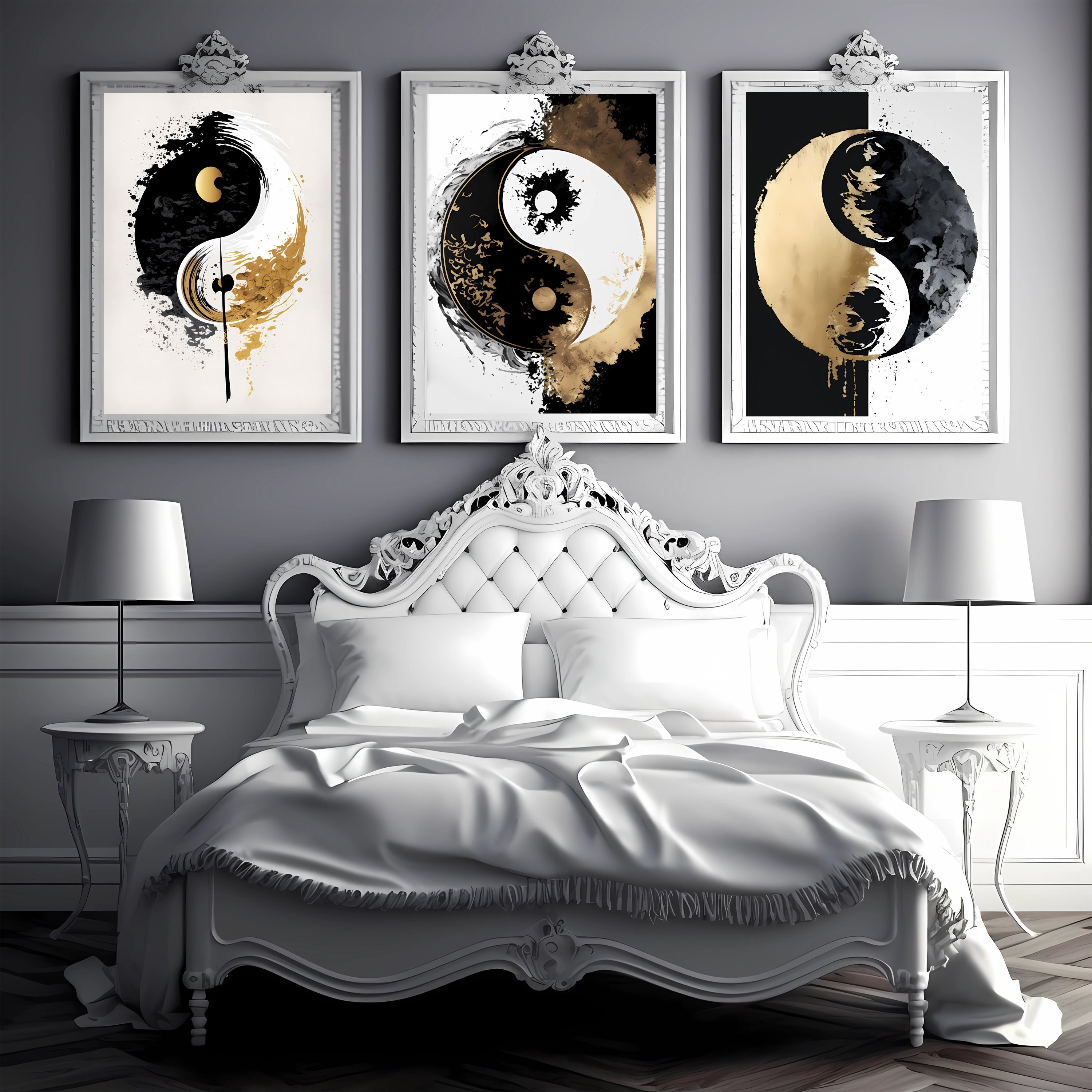 Digital Download Pack Yin Yang Wall Art 3 PACK SET PRINTABLE Ukiyo-e ...