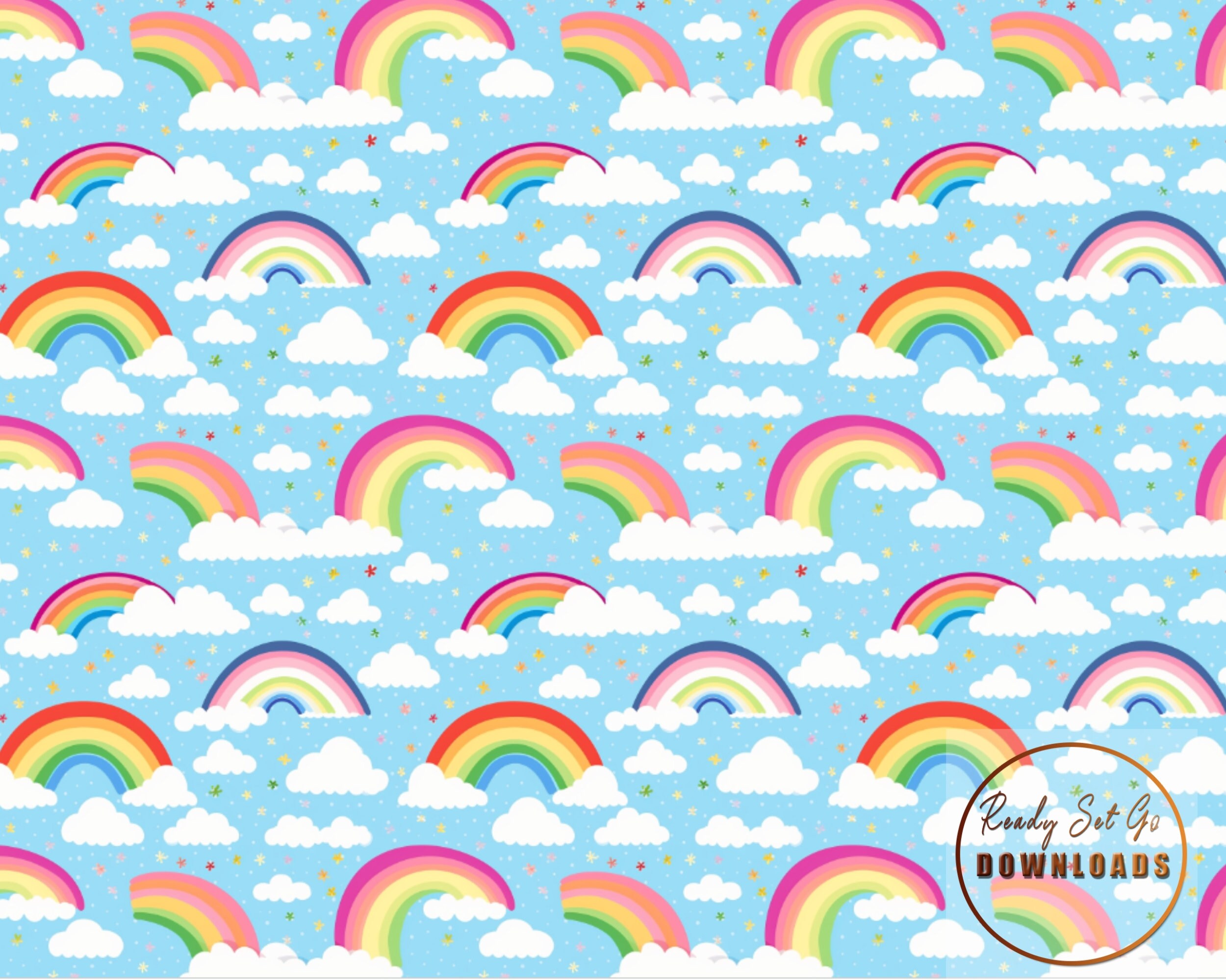 Watercolor Rainbow Digital Papers in Seamless Pattern, 6 Rainbows ...