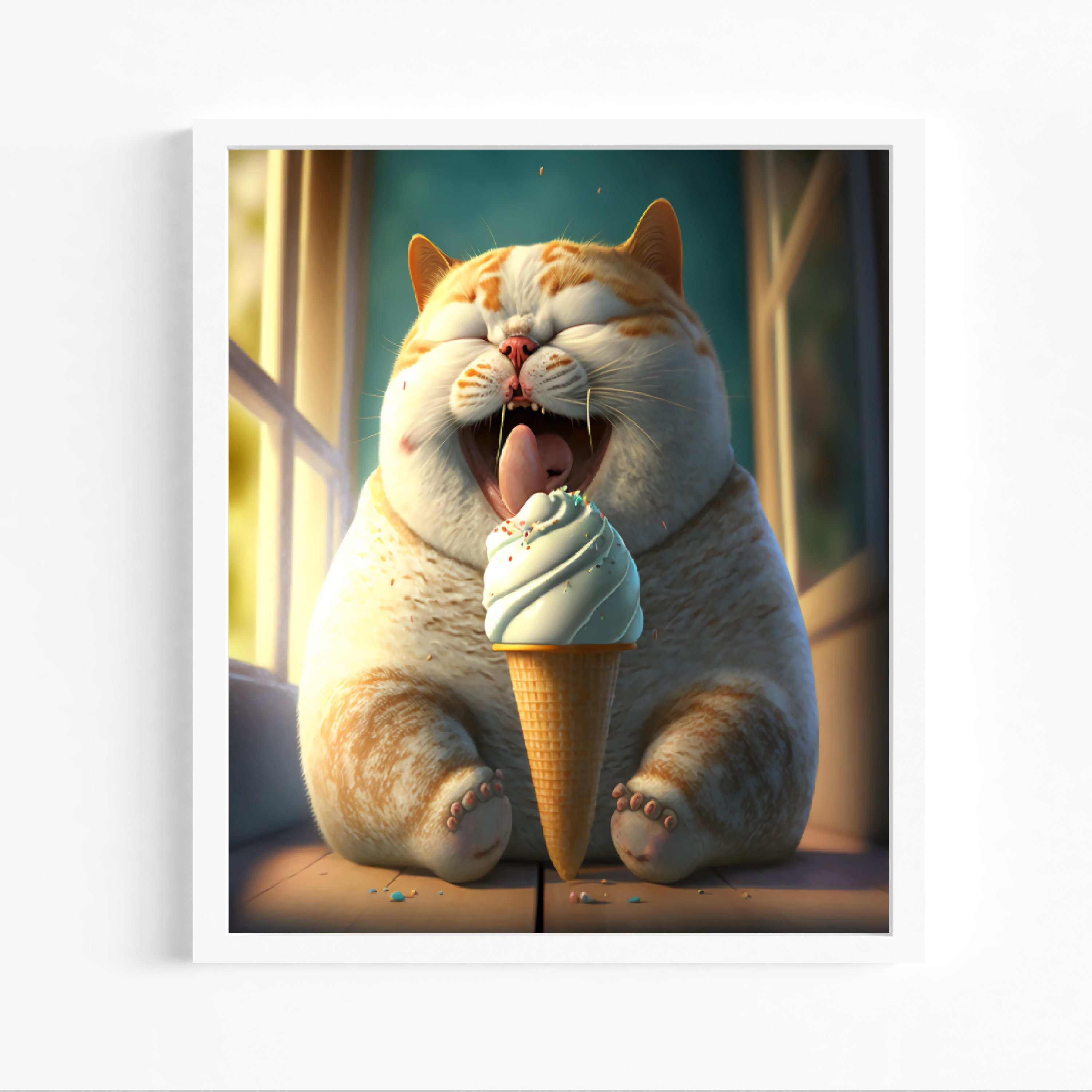 Digital Download Pack Happy Fat Cat Eating Ice Cream 4-PACK SET ...