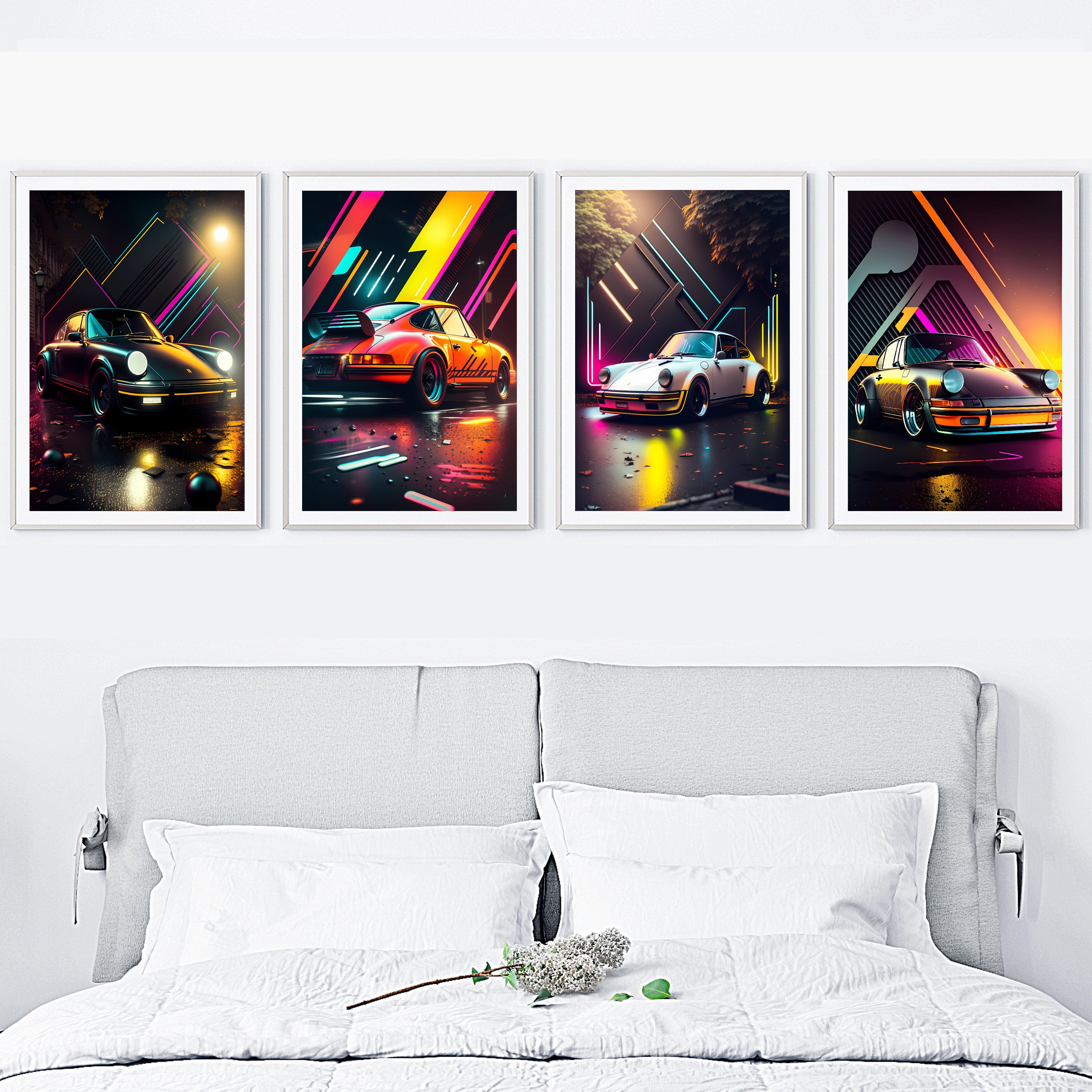 Digital Download Pack Jaguar E-type Prints 4-PACK SET PRINTABLE Neon ...