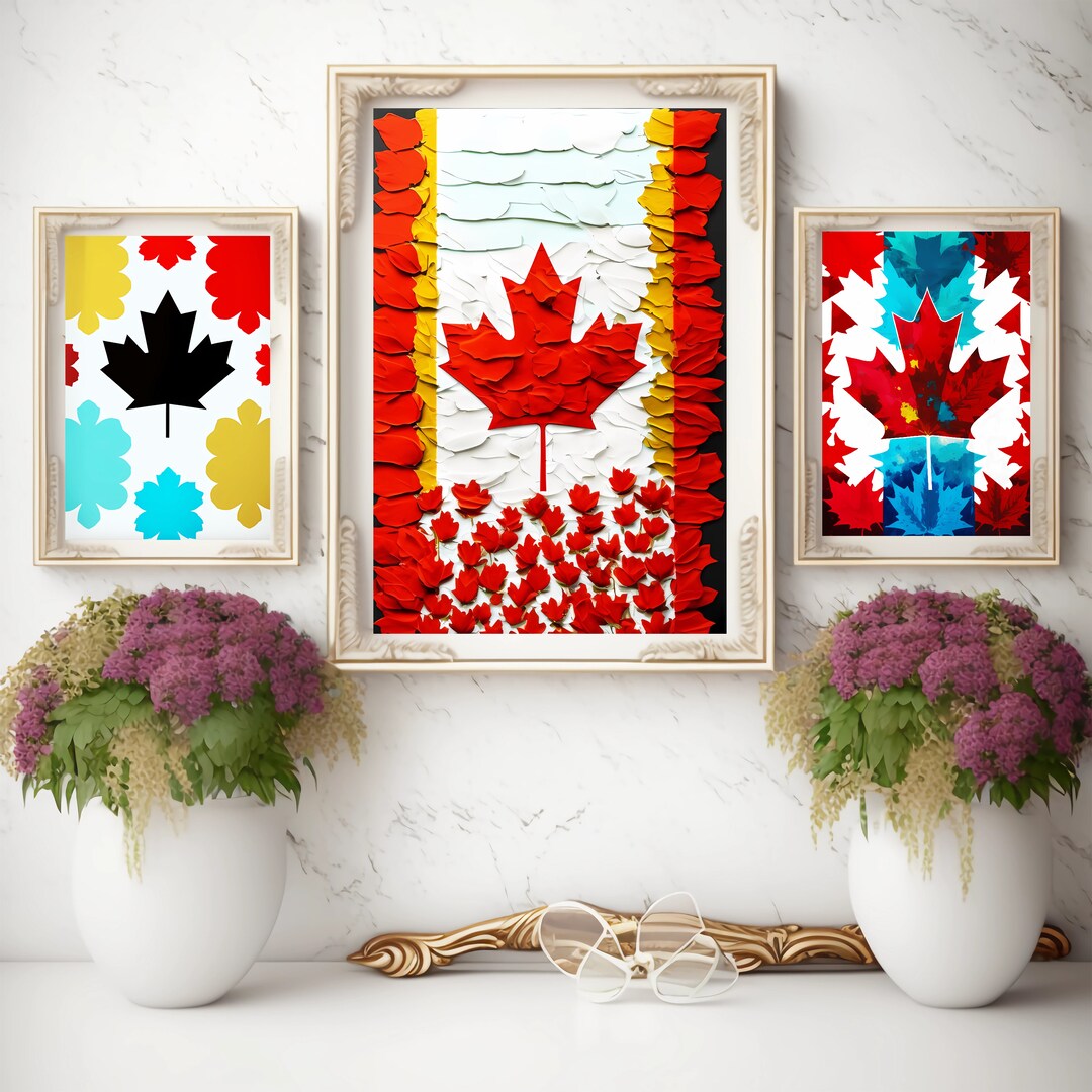 Digital Download Pack Abstract Maple Leaf Print 3 PACK SET Abstract Art ...