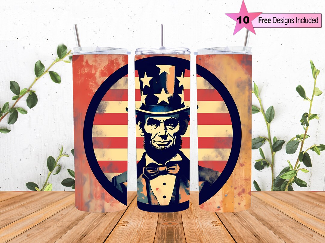 Abraham Lincolin Tumbler,usa Tumbler, 20 Oz Skinny Tumbler Sublimation ...