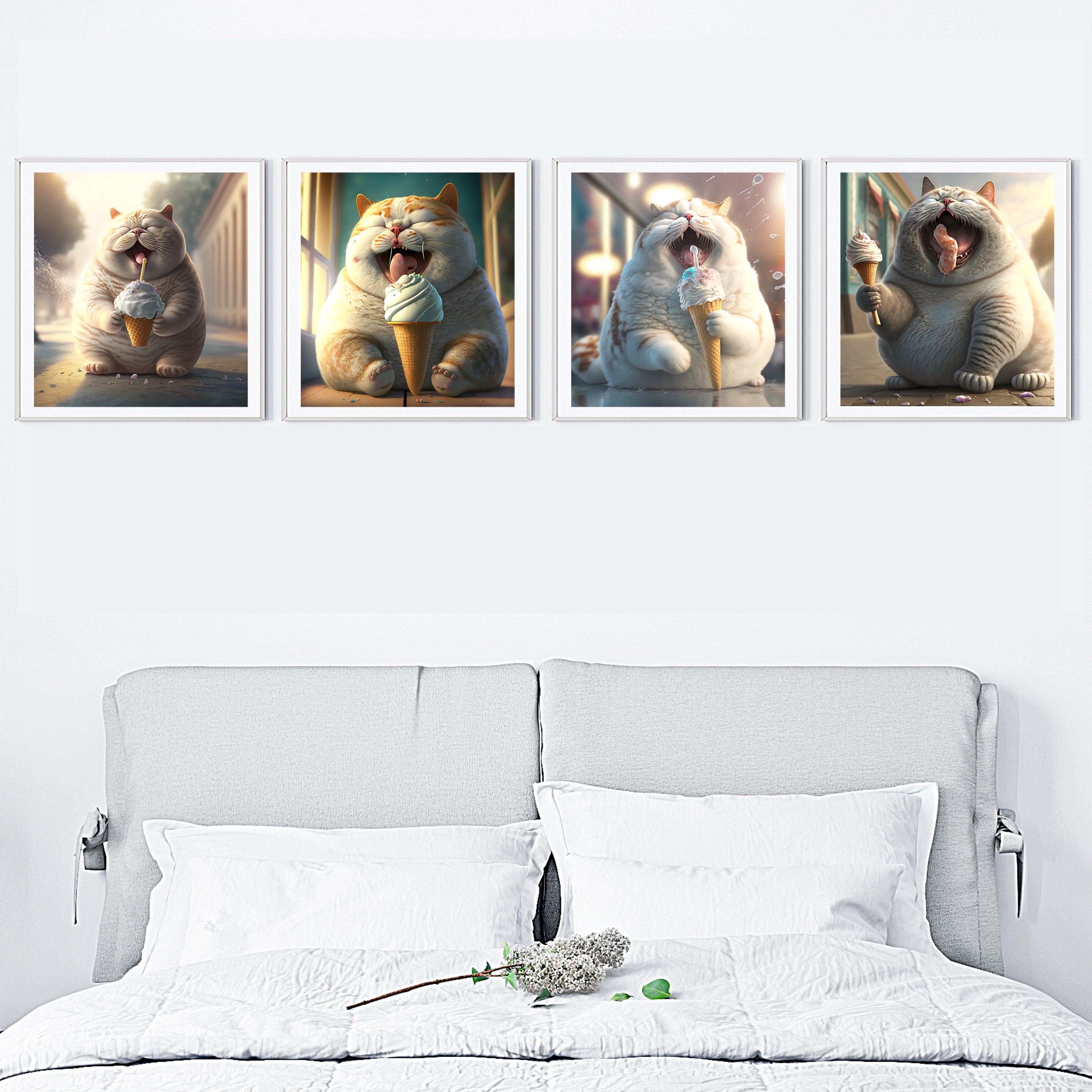 Digital Download Pack Happy Fat Cat Eating Ice Cream 4-PACK SET ...