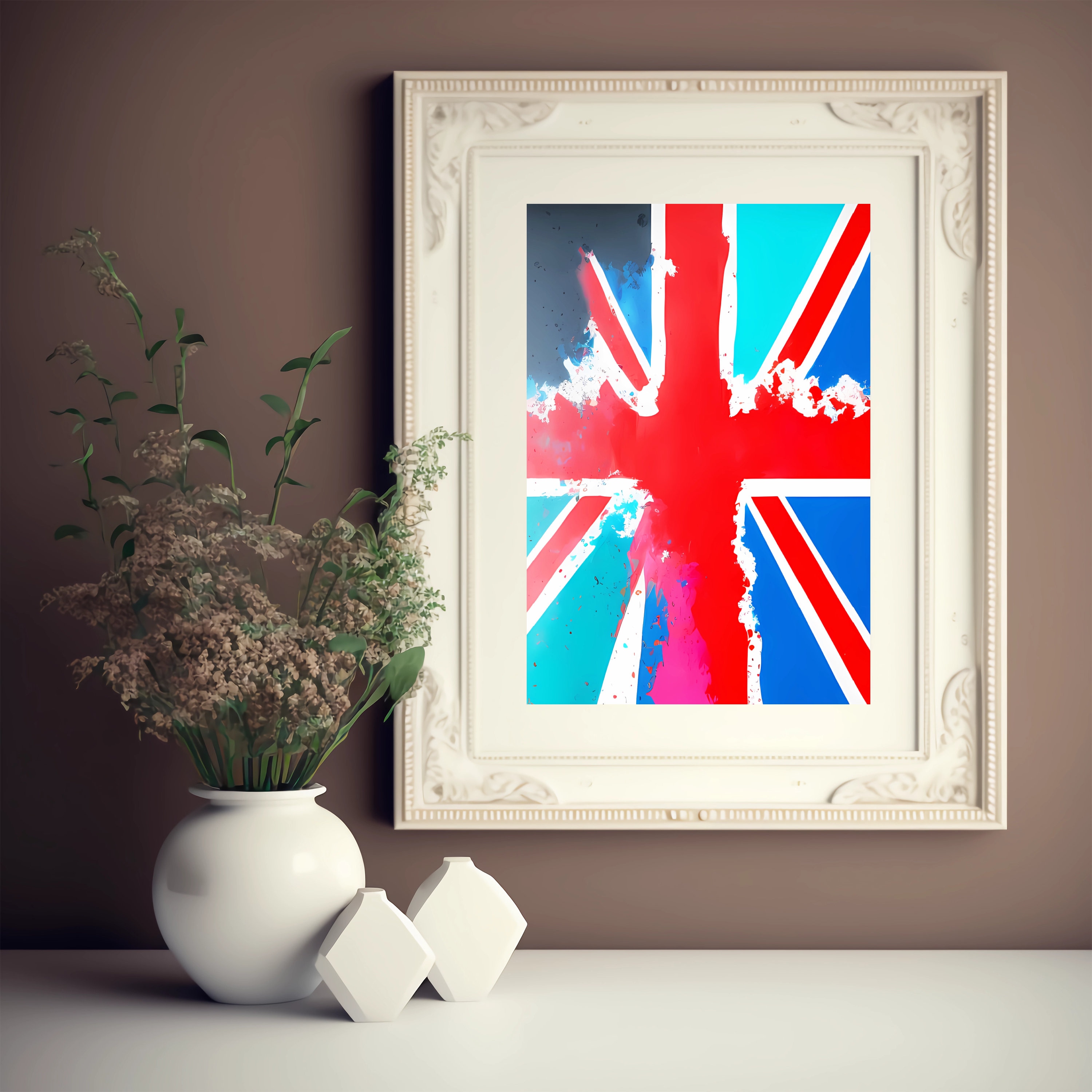 Digital Download Pack Union Jack Flag Print 3-PACK SET Abstract Floral ...