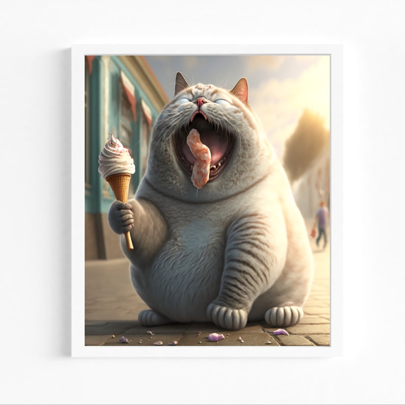 Digital Download Pack Happy Fat Cat Eating Ice Cream 4-PACK SET ...