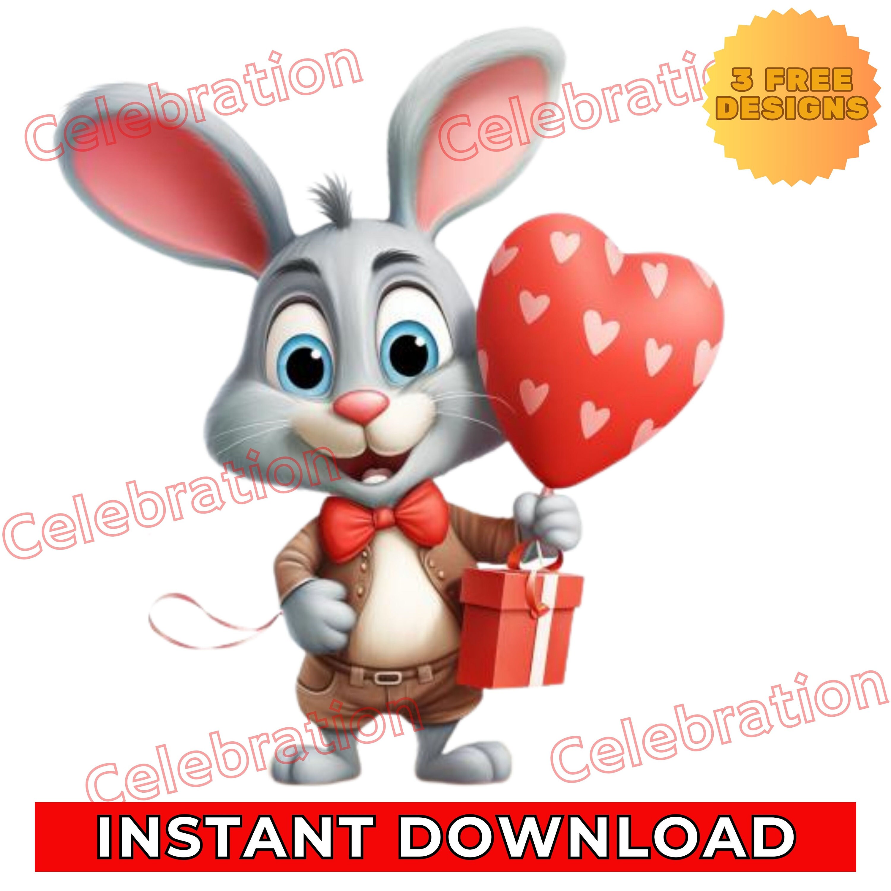 Bunny Valentine PNG - 9 FREE Downloads | Rabbit PNG | Heart Balloon ...