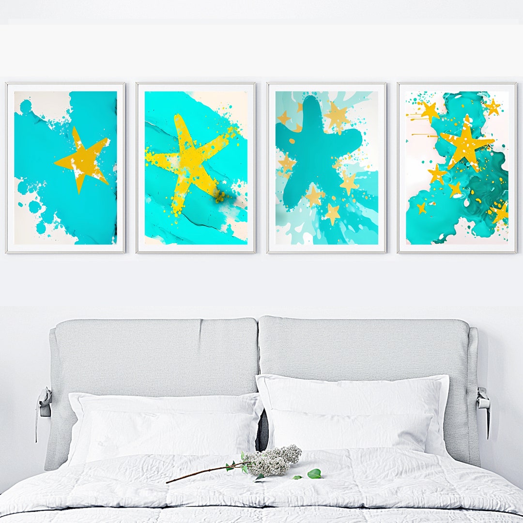 Digital Download Pack Star Art Print 4 PACK SET PRINTABLE star Wall Art ...