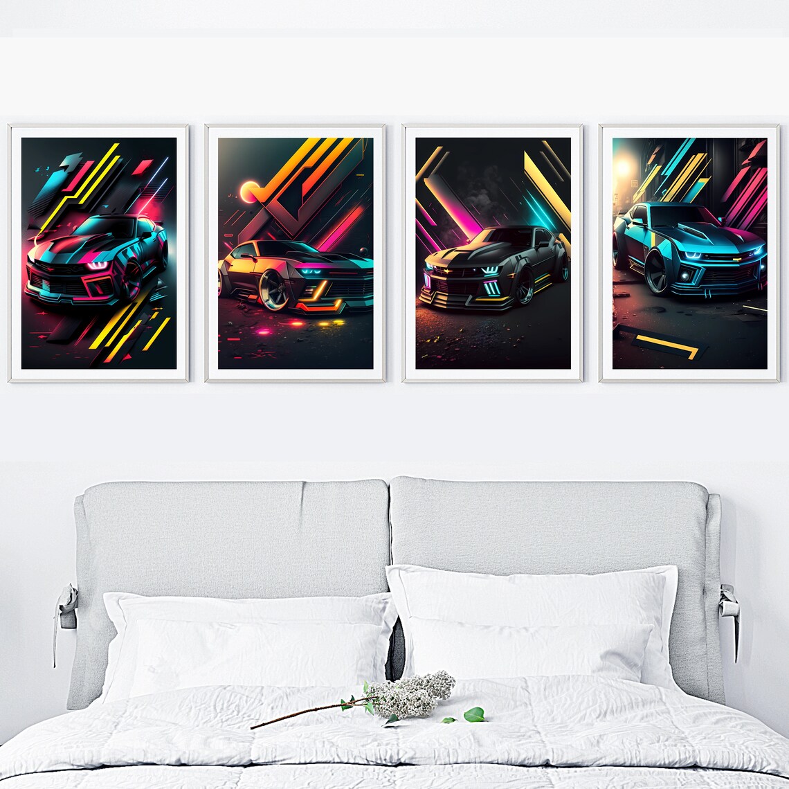 Digital Download Pack Chevy Camaro 4-PACK SET PRINTABLE Neon Car ...