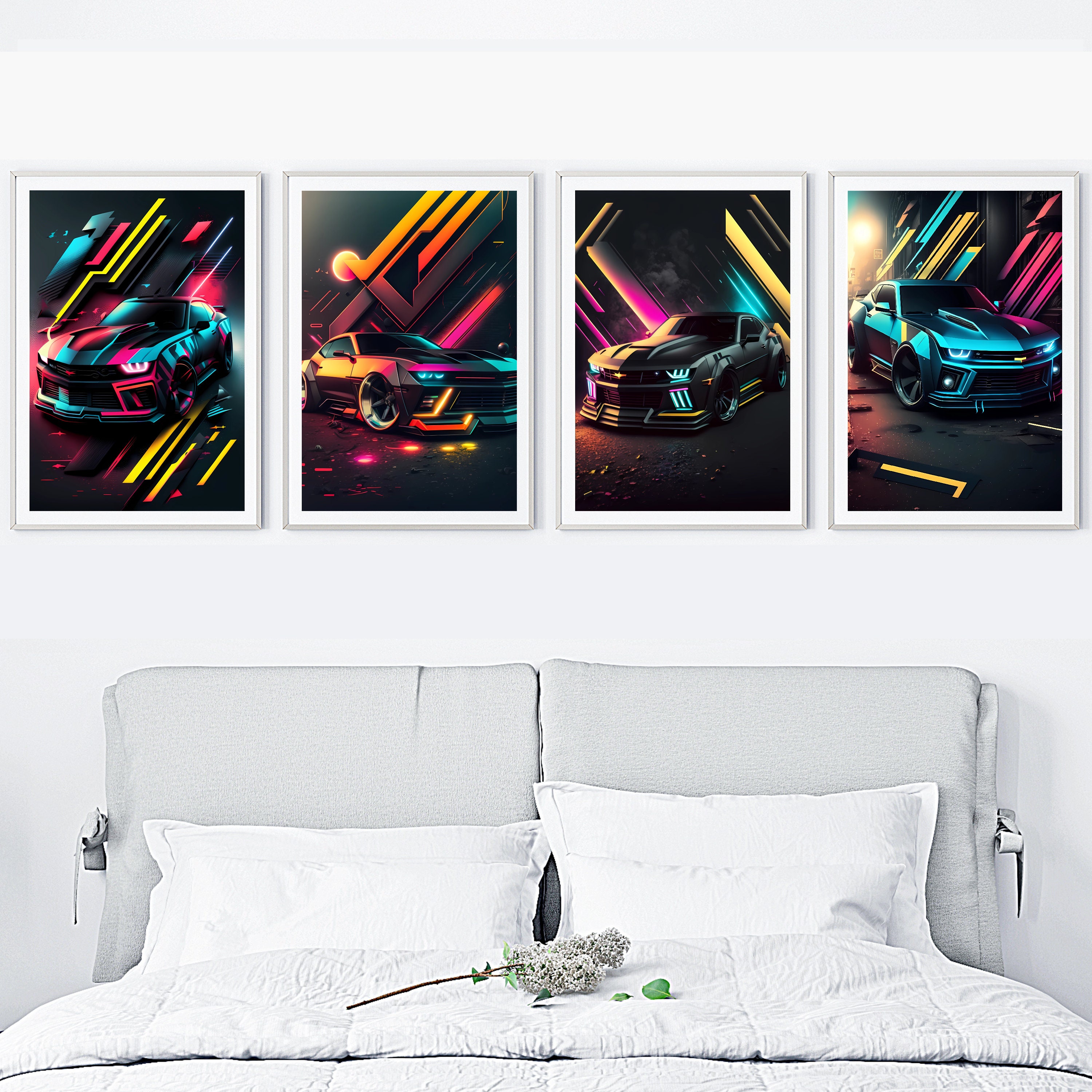 Digital Download Pack Chevy Camaro 4-PACK SET PRINTABLE Neon Car ...