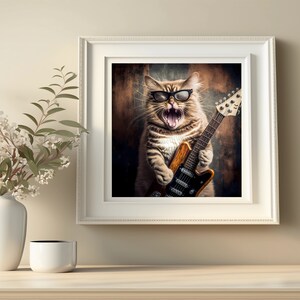 Digital Pack- Rock N' Roll Cat - 4 -PACK SET-PRINTABLE- Cat Playing ...