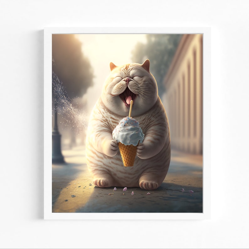 Digital Download Pack Happy Fat Cat Eating Ice Cream 4-PACK SET ...