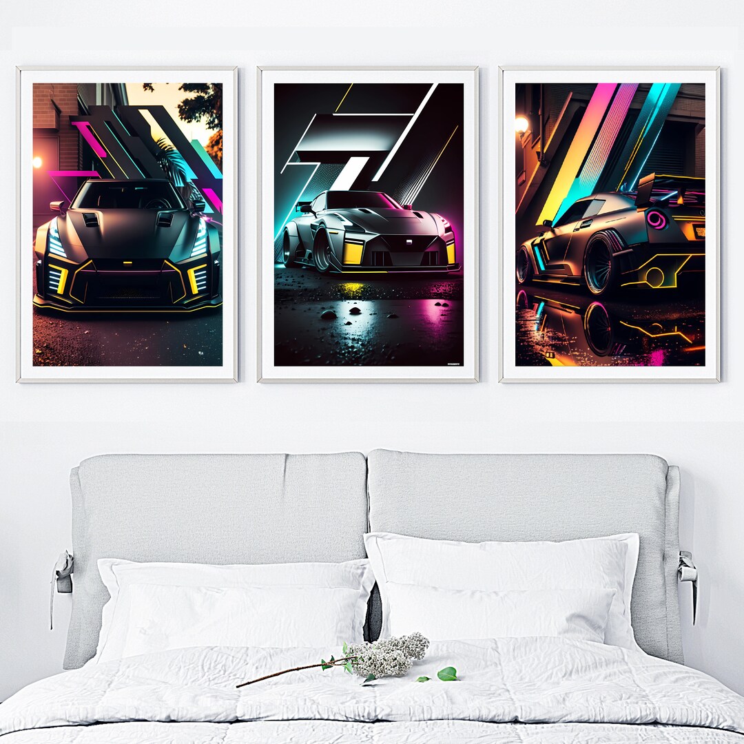 Digital Download Pack - Nissan Gtr - 4-PACK SET - PRINTABLE - Neon Car ...