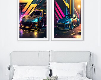 Subaru Printable Poster Neon Lights - Etsy
