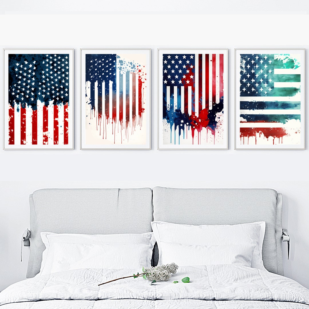 Digital Download Pack - Abstract American Flag Print- 4 - PACK SET ...