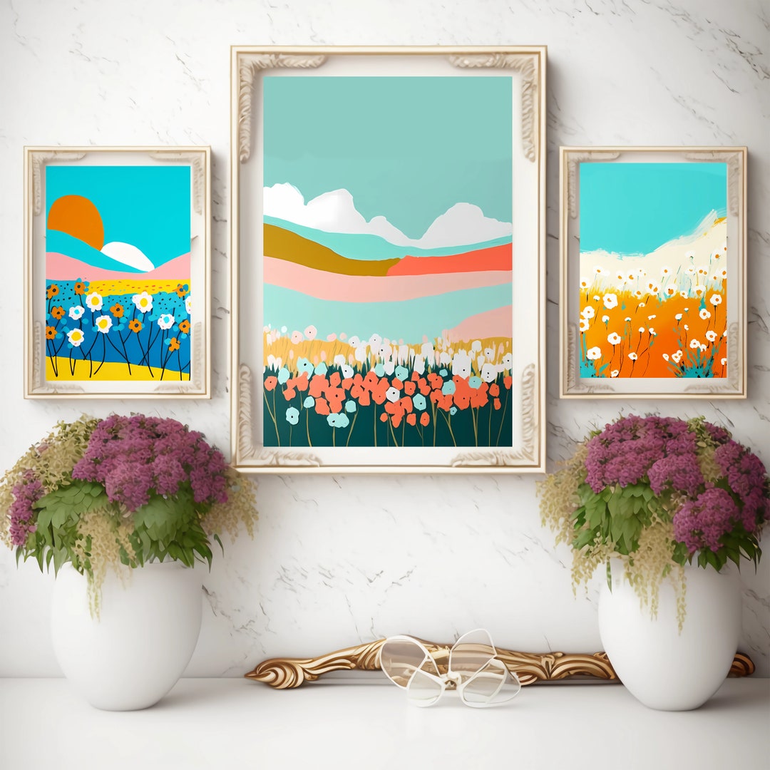 Digital Download Pack Abstract Flowers Field 3 PACK SET-PRINTABLE ...