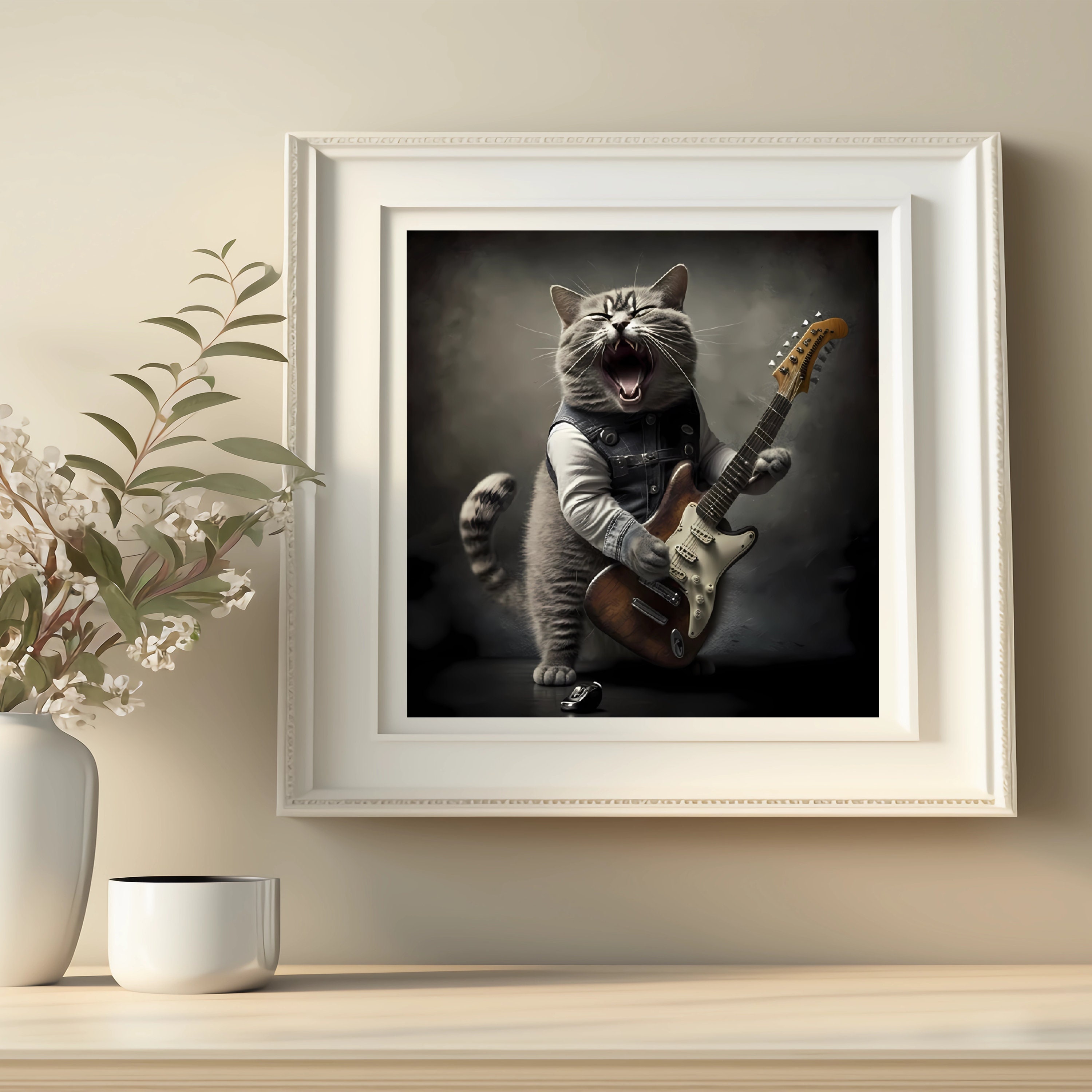 Digital Pack Rock N' Roll Cat 4 PACK SET-PRINTABLE Cat Playing Guitar ...