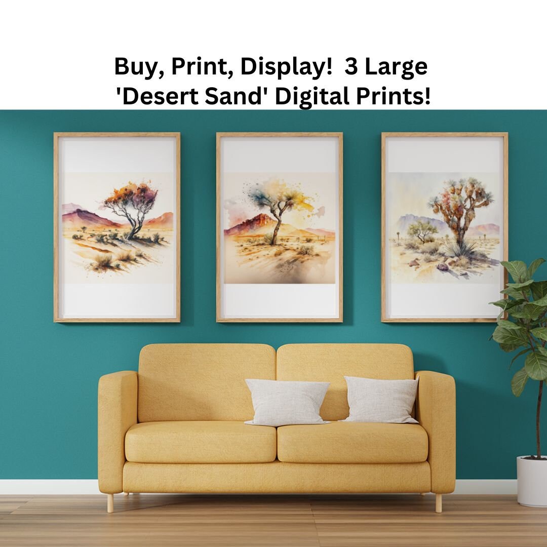 Desert Sand Wall Art, Instant Download Home Decor, Desert Watercolor ...