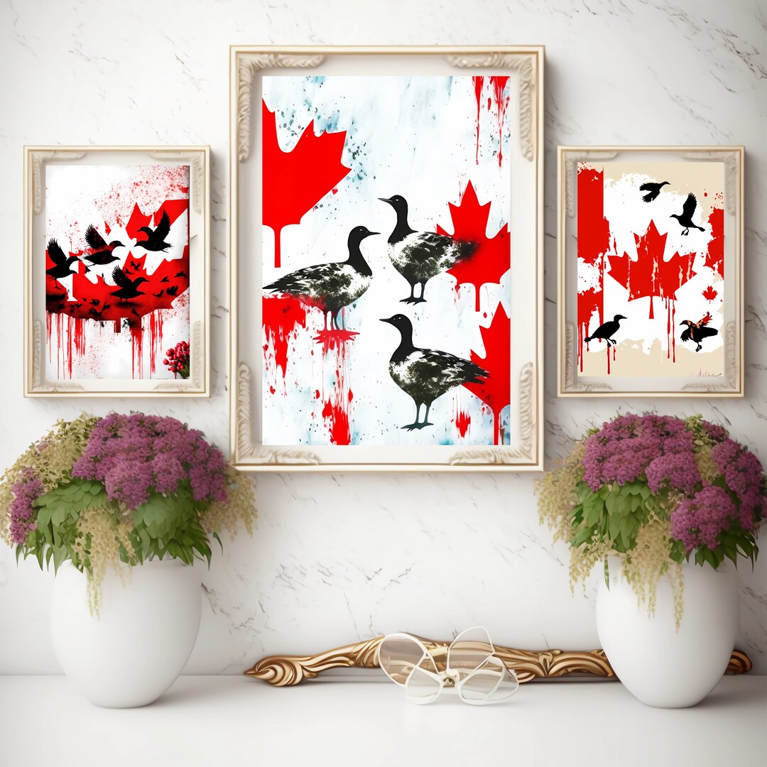 Digital Download Pack - Canada Geese Abstract Art- 3 -PACK SET ...