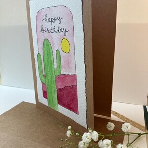 Birthday Watercolor Cactus - Blank Greeting Card - 5 X 7 Inches - Hand ...