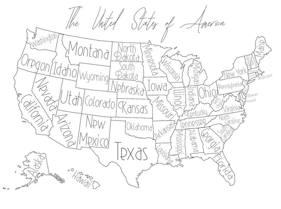 United States of America (USA) Map / Travel Tracker/ Coloring Page! - Etsy