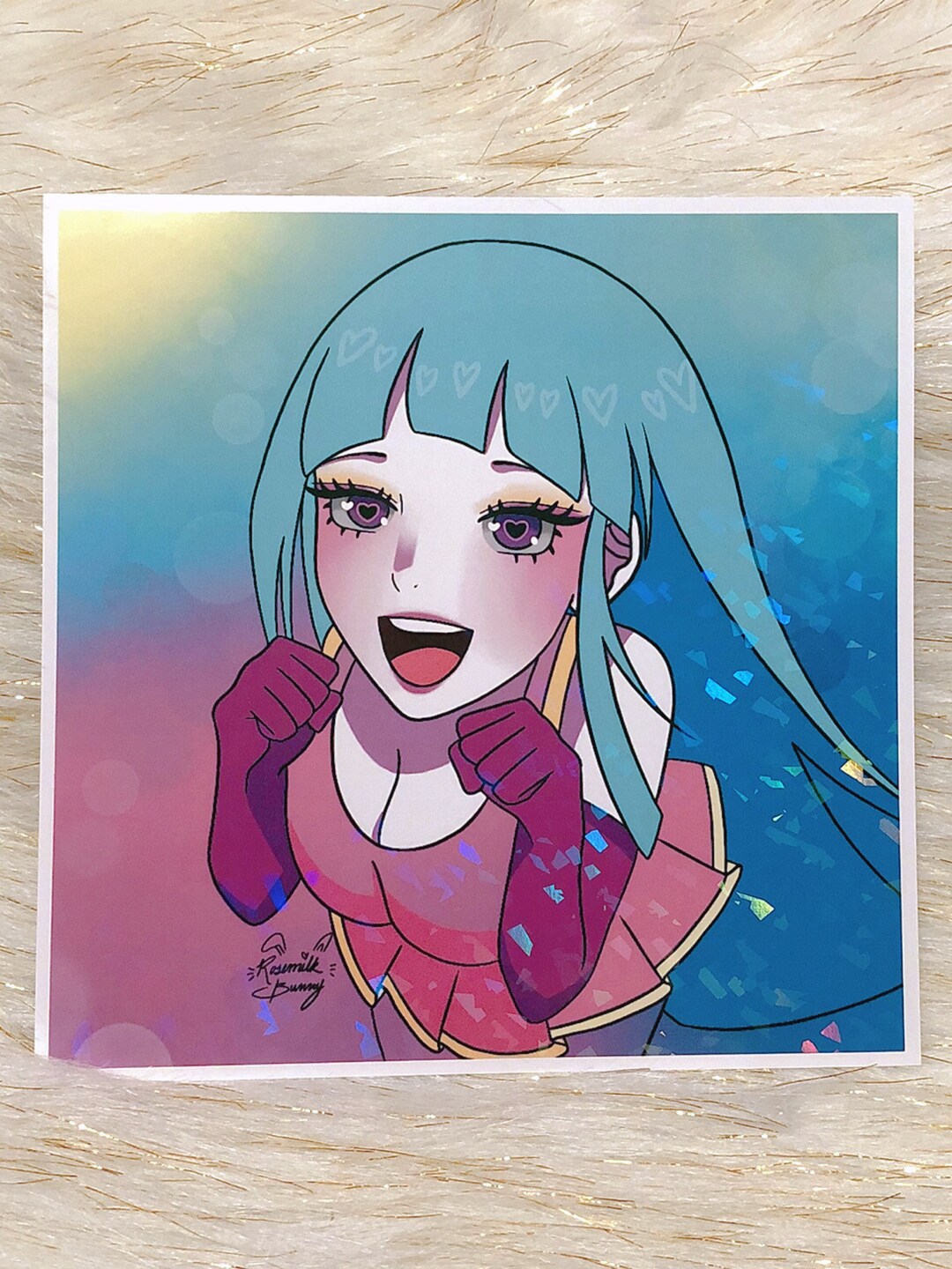 MEMEME Holographic Art Prints Cute Poster Anime Girl Poster Room Decor ...