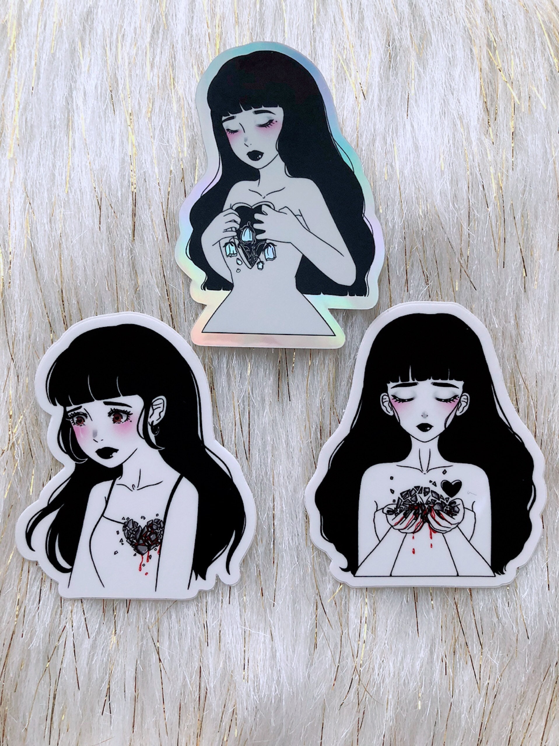 Sad Girl Sticker Pack Holographic Stickers Matte Stickers - Etsy
