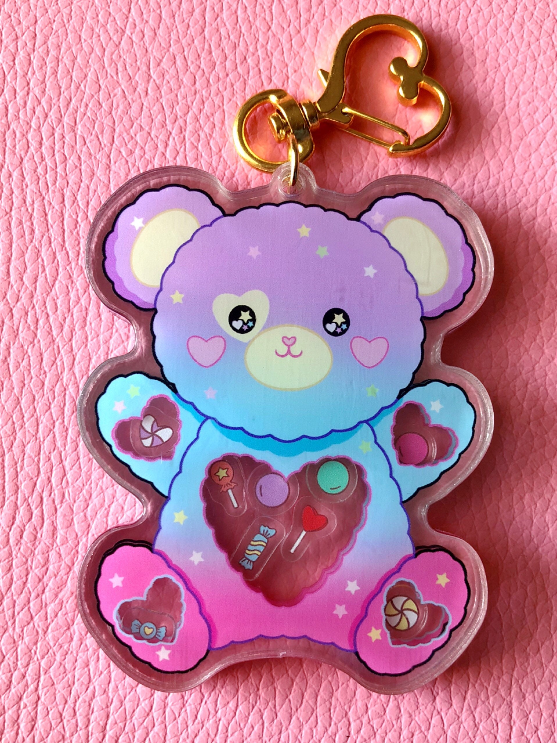 Bear Keychain Bunny Keychain Shaker Keychains Acrylic | Etsy